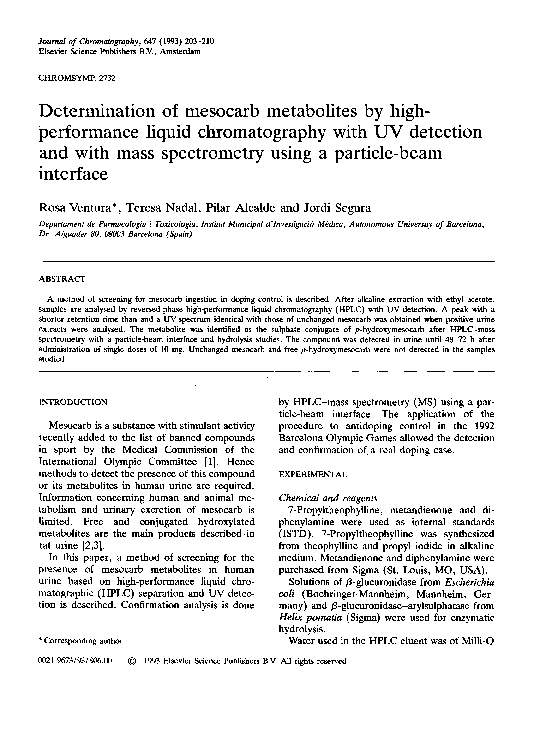 (PDF) Determination of mesocarb metabolites by high-performance liquid ...