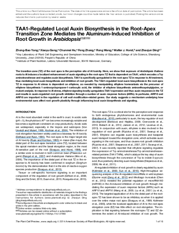 (PDF) TAA1-regulated local auxin biosynthesis in the root-apex ...