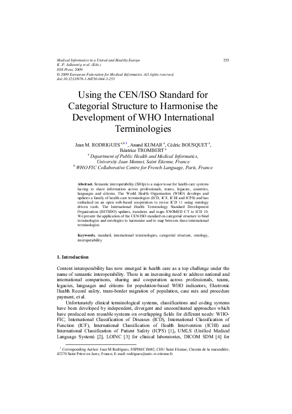(PDF) Using the CEN/ISO standard for categorial structure to harmonise ...