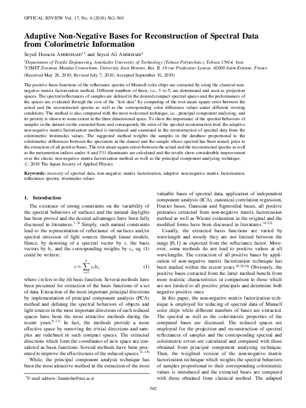 (PDF) Adaptive non-negative bases for reconstruction of spectral data ...