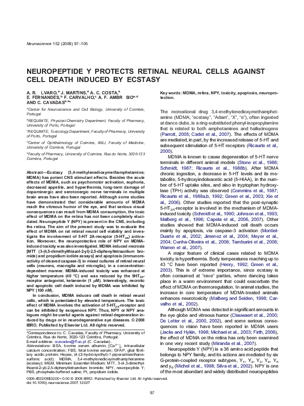 (PDF) Neuropeptide Y protects retinal neural cells against cell death induced by ecstasy