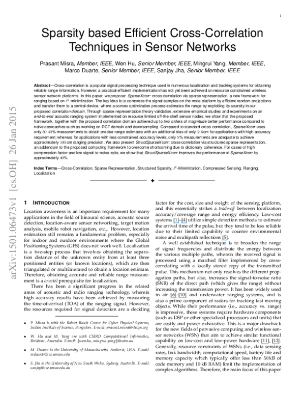(PDF) Sparsity based Efficient Cross-Correlation Techniques in Sensor Networks
