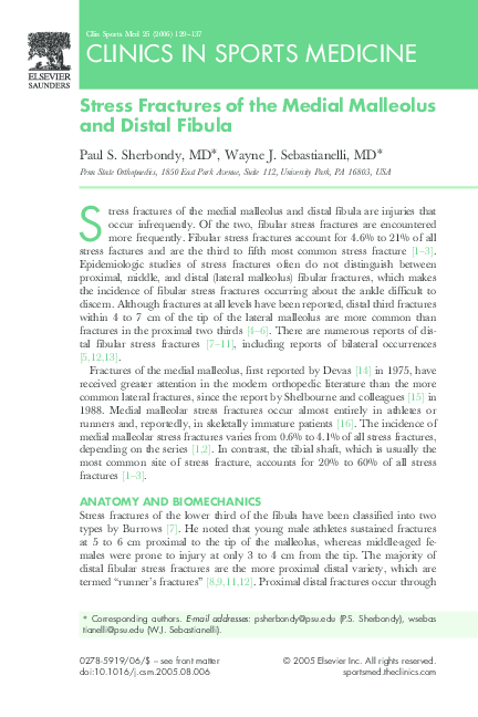 (PDF) Stress Fractures of the Medial Malleolus and Distal Fibula ...