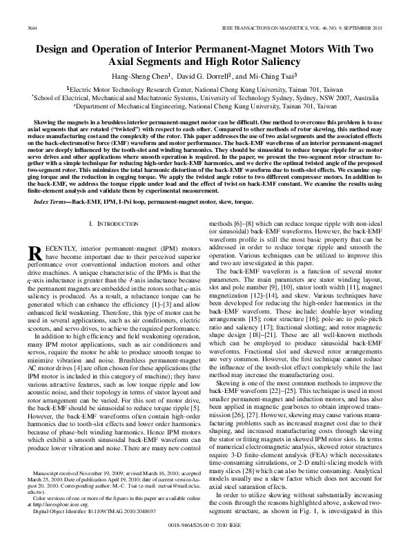 (PDF) Design and Operation of Interior Permanent-Magnet Motors With Two ...