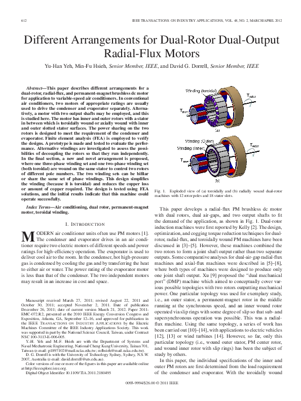 (PDF) Different arrangements for dual-rotor dual-output radial-flux motors