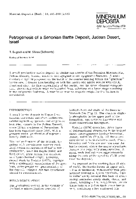 (PDF) Petrogenesis of a Senonian barite deposit, Judean Desert, Israel