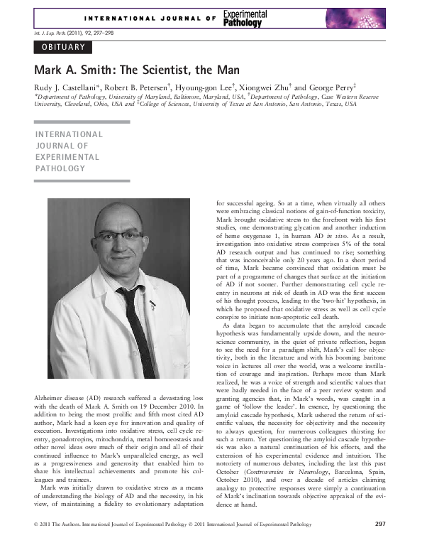 (PDF) Mark A. Smith: the scientist, the man