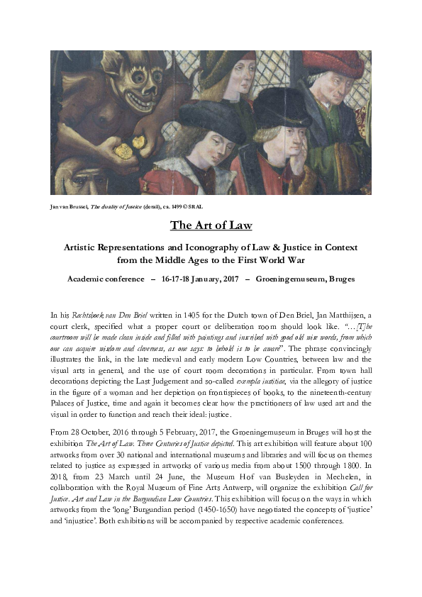 (PDF) Call for Papers: The Art of Law. Artistic Representations and ...