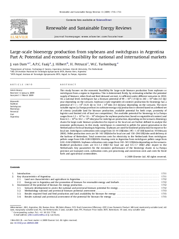 (PDF) Large-scale bioenergy production from soybeans and switchgrass in ...