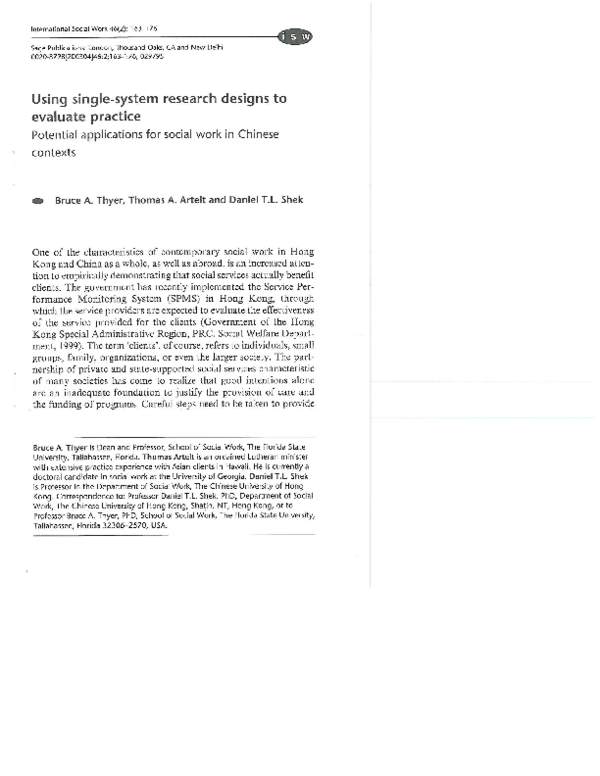 (PDF) Using Single-system Research Designs to Evaluate Practice ...