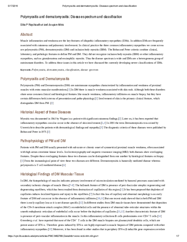 (PDF) Polymyositis and dermatomyositis: Disease spectrum and classification