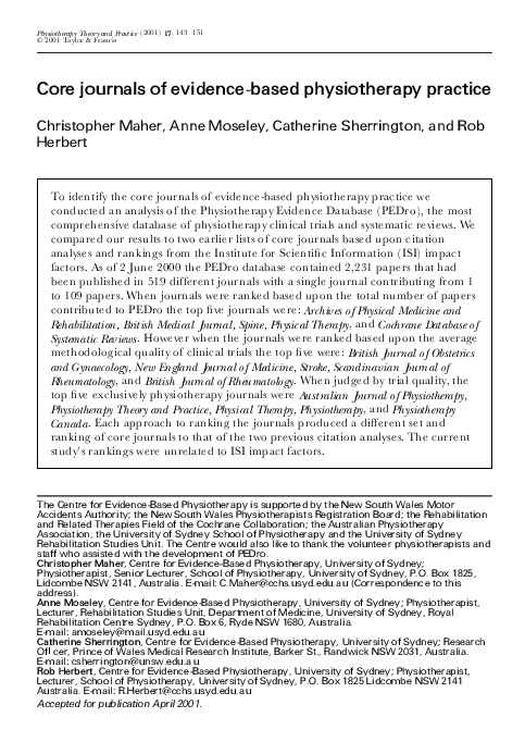 (PDF) Core journals of evidence-based physiotherapy practice