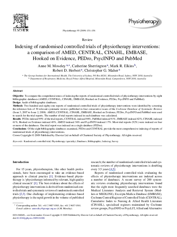 (PDF) Indexing of randomised controlled trials of physiotherapy ...