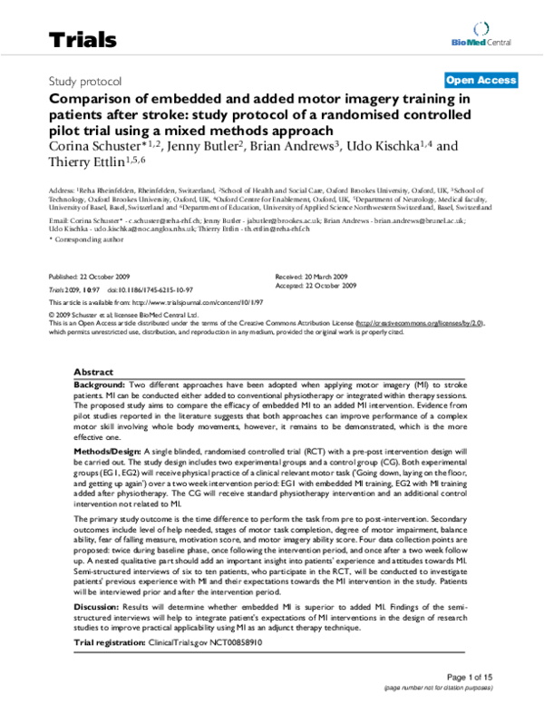 (PDF) Comparison of embedded and added motor imagery training in patients after stroke: study ...