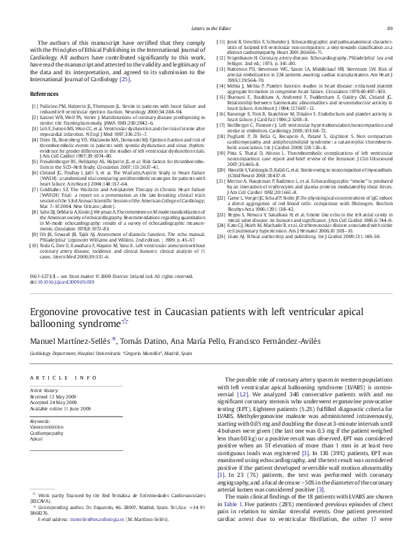 (PDF) Ergonovine provocative test in Caucasian patients with left ...