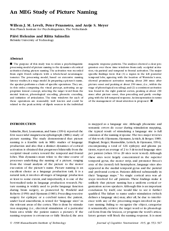 (PDF) An MEG Study of Picture Naming