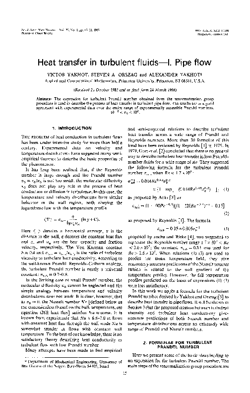 (PDF) Heat transfer in turbulent fluids—I. Pipe flow