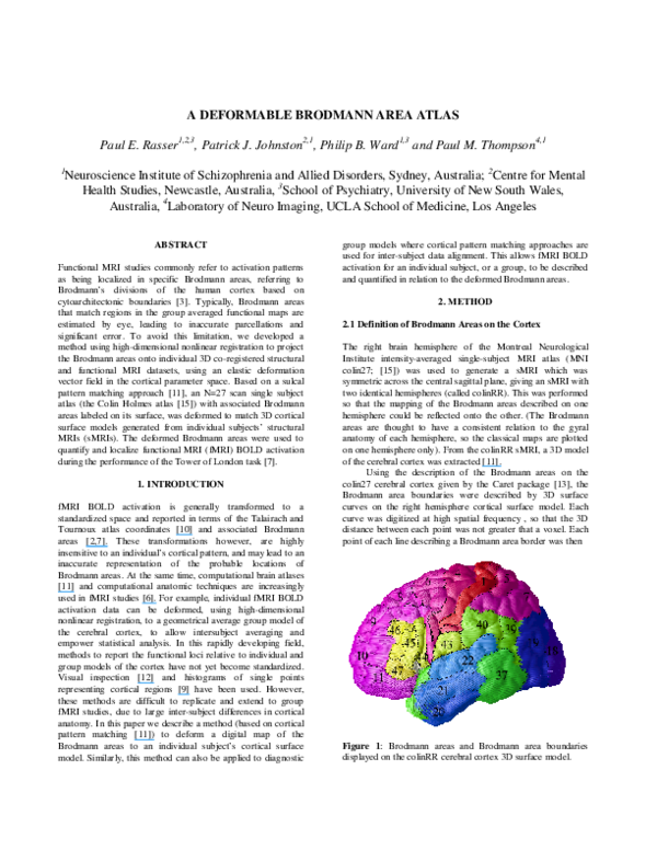 (PDF) A deformable Brodmann area atlas