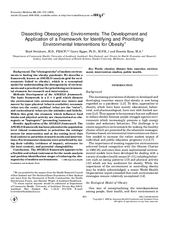 (PDF) Dissecting Obesogenic Environments: The Development and ...