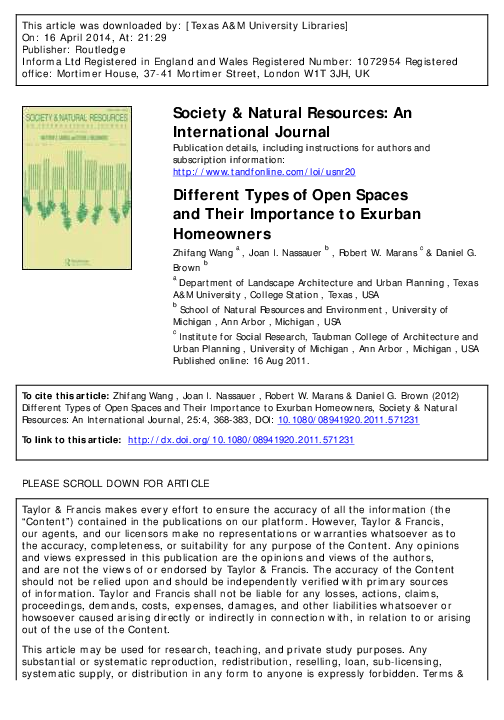 (PDF) Different Types of Open Spaces and Their Importance to Exurban ...