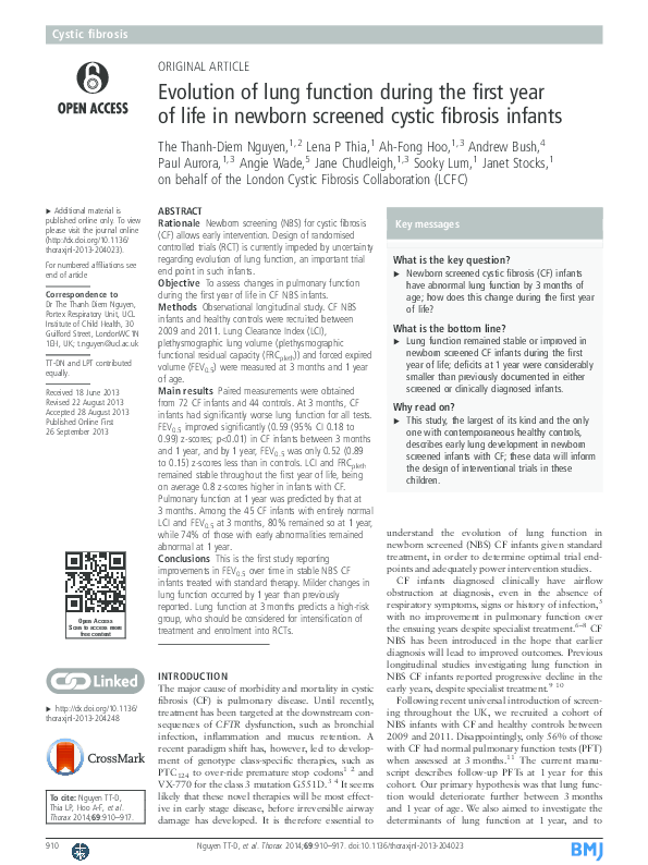 (PDF) Evolution of lung function during the first year of life in ...