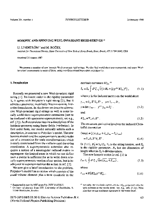 (PDF) Bosonic and spinning Weyl-invariant rigid strings