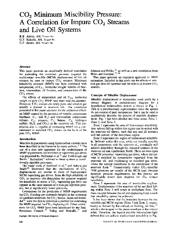(PDF) CO 2 Minimum Miscibility Pressure: A Correlation for Impure CO 2 Streams and Live Oil Systems