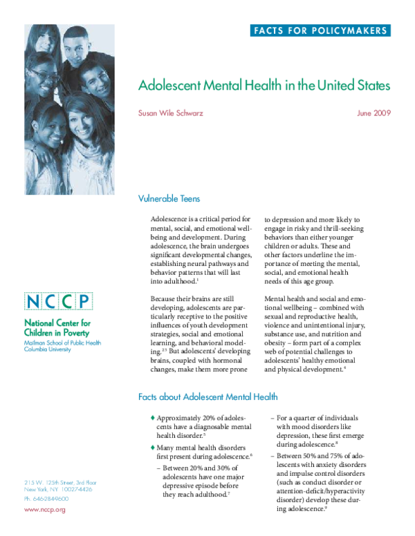 (PDF) Adolescent Mental Health in the United States