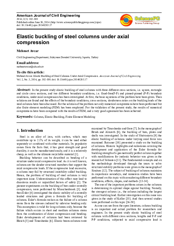 (PDF) General buckling analysis of steel built-up columns using finite element modelling ...