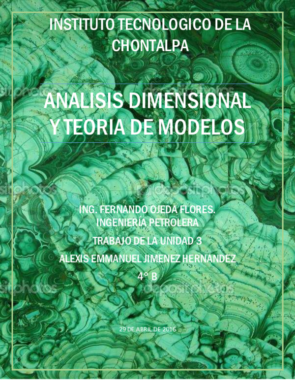 (PDF) ANALISIS DIMENSIONAL Y TEORIA DE MODELOS INSTITUTO TECNOLOGICO DE ...