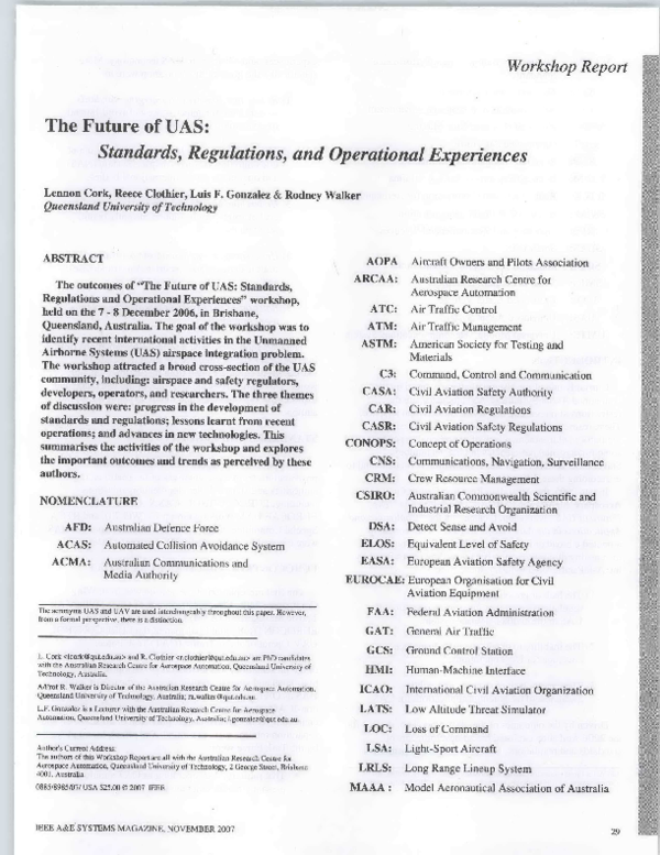 (PDF) The Future of UAS: Standards, Regulations, and Operational ...