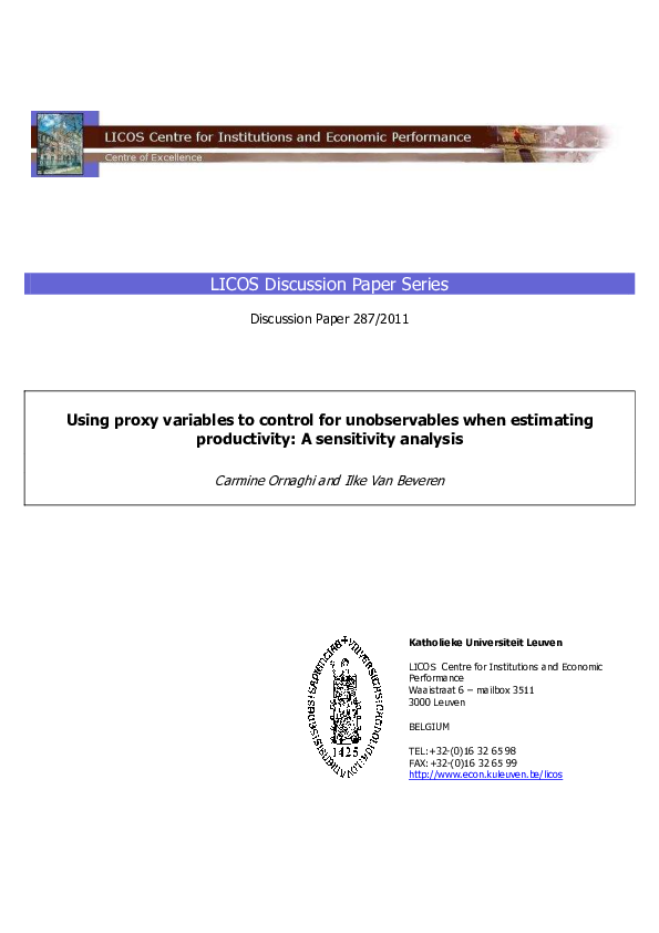(PDF) Using Proxy Variables to Control for Unobservables When Estimating Productivity: A ...