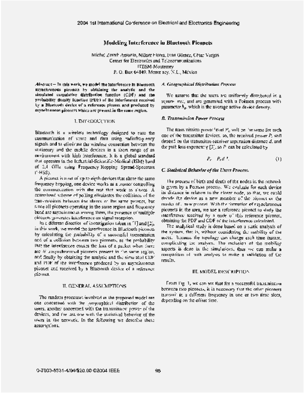 (PDF) Modeling interference in bluetooth piconets