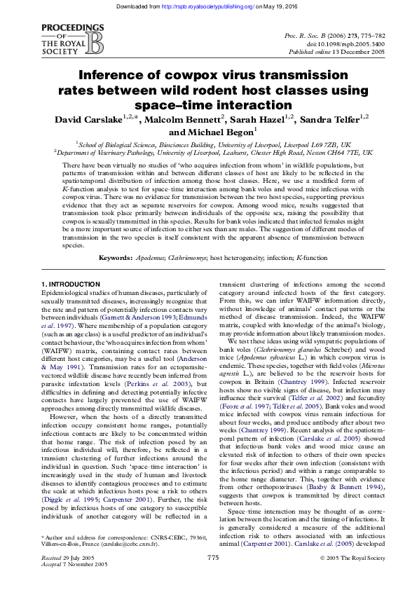 (PDF) Inference of cowpox virus transmission rates between wild rodent ...