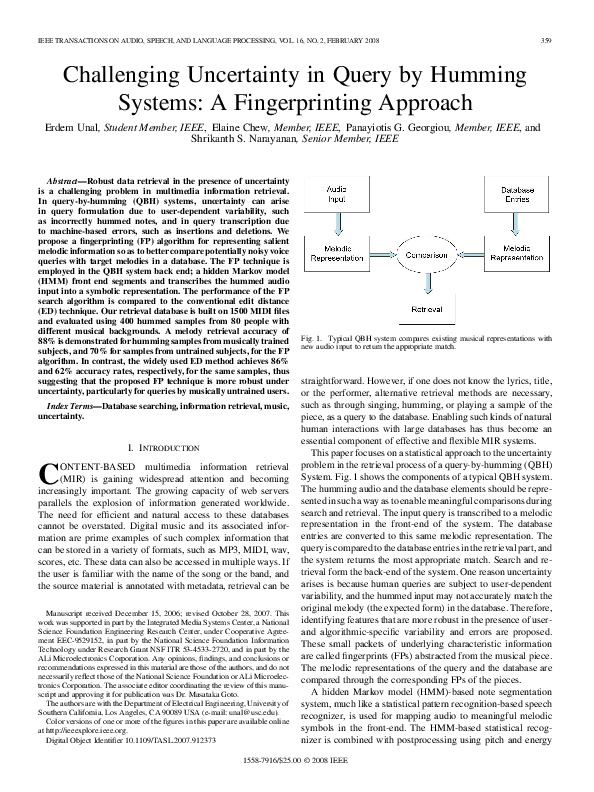 (PDF) Challenging Uncertainty in Query by Humming Systems: A Fingerprinting Approach