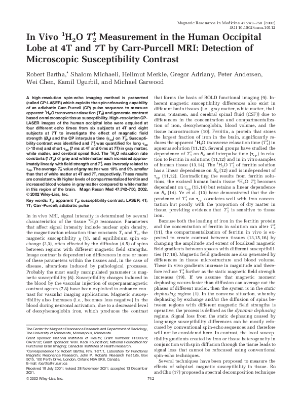 (PDF) In vivo1H2OT?2 measurement in the human occipital lobe at 4T and ...