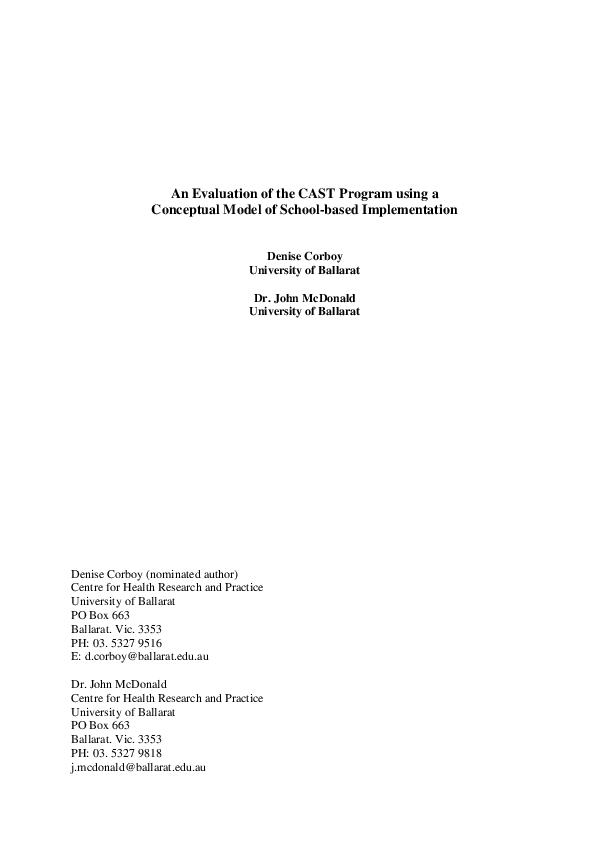 (PDF) An evaluation of the CAST program using a conceptual model of ...