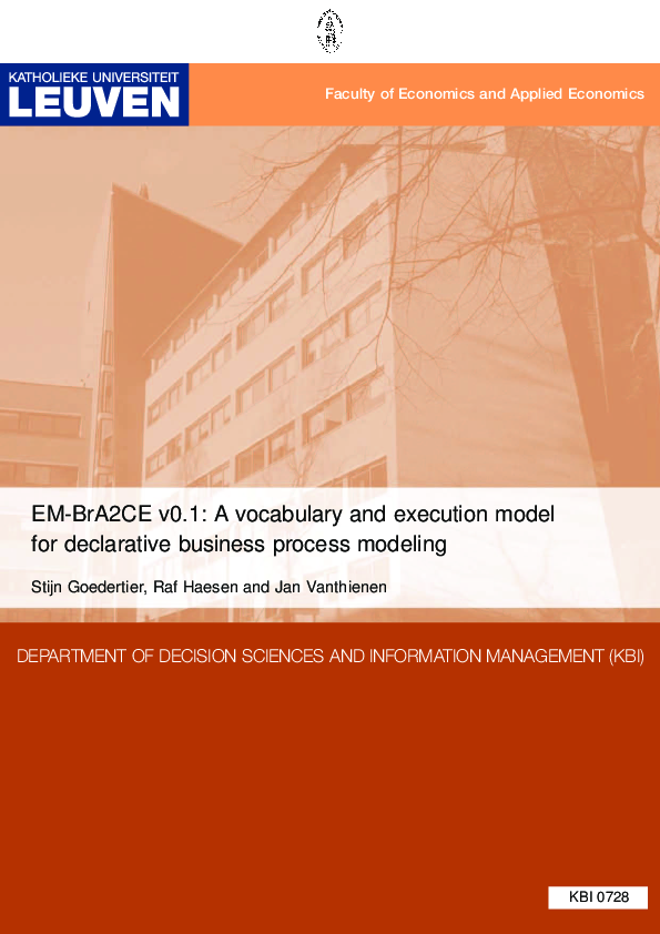 (PDF) EM-BrA2CE v0.1: A Vocabulary and Execution Model for Declarative Business Process Modeling