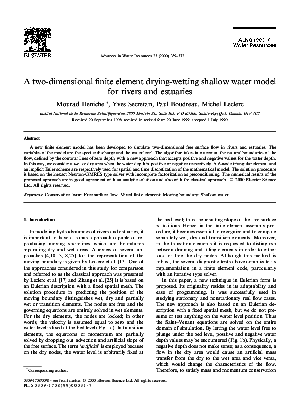 (PDF) A two-dimensional finite element drying-wetting shallow water ...