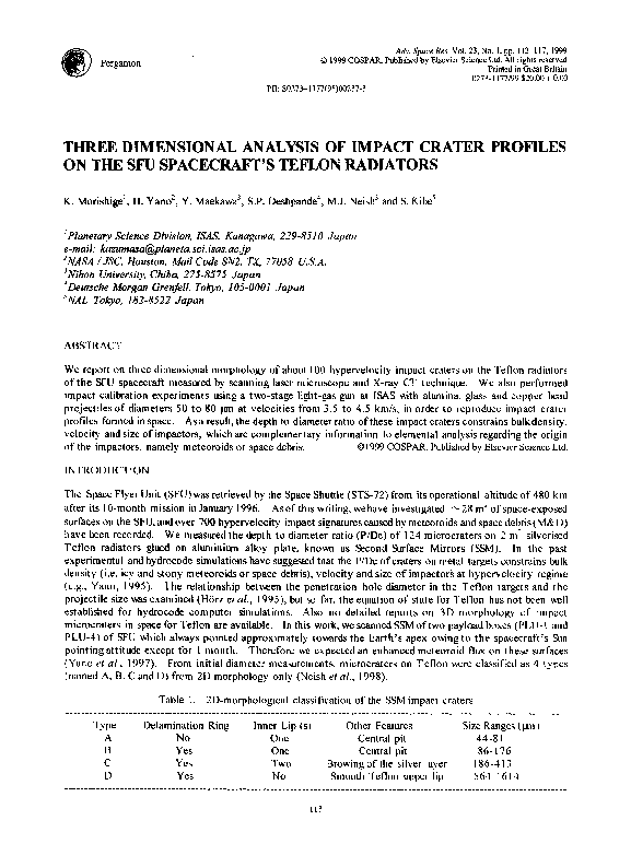 (PDF) Three dimensional analysis of impact crater profiles on the SFU ...