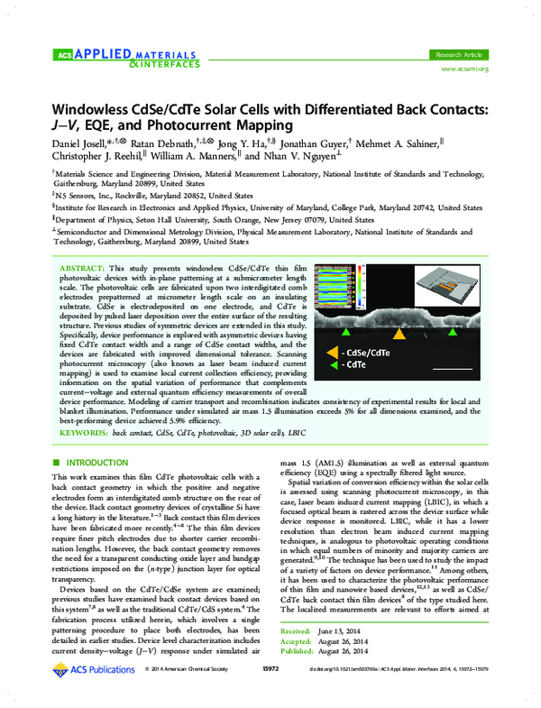(PDF) Windowless CdSe/CdTe solar cells with differentiated back ...