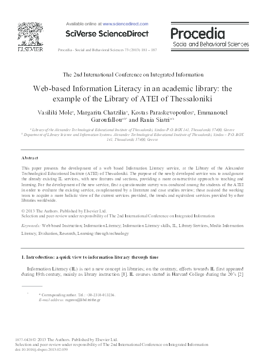 (PDF) Web-based Information Literacy in an Academic Library: The ...