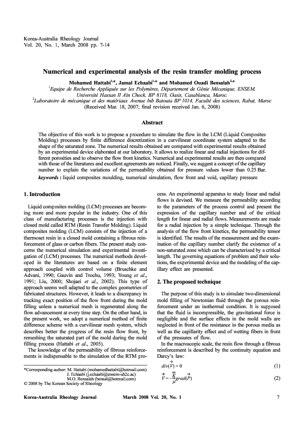 (PDF) Numerical and Experimental Analysis of the Resin Transfer Molding Process