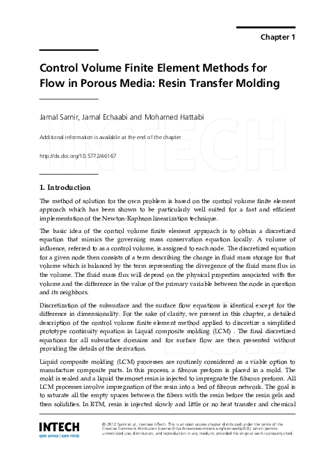 (PDF) Control Volume Finite Element Methods for Flow in Porous Media: Resin Transfer Molding
