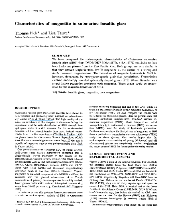(PDF) Characteristics of magnetite in submarine basaltic glass
