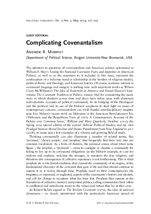 (PDF) Complicating Covenantalism