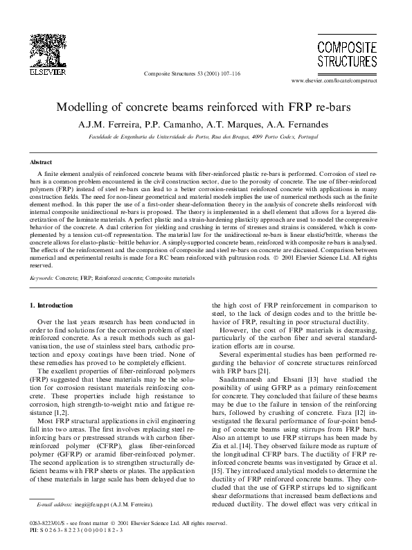 Pdf Modelling Of Concrete Beams Reinforced With Frp Re Bars