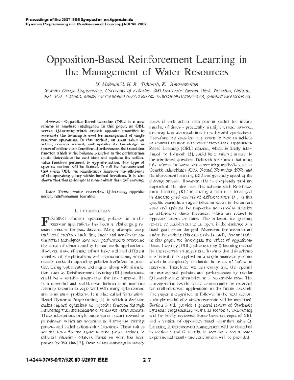 (PDF) Opposition-based reinforcement learning in the management of ...