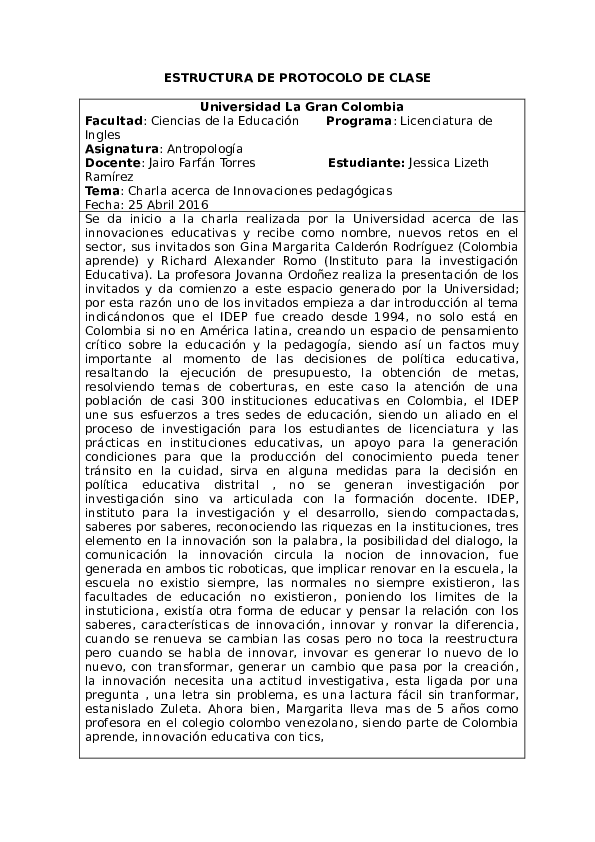 (DOC) ESTRUCTURA DE PROTOCOLO DE CLASE