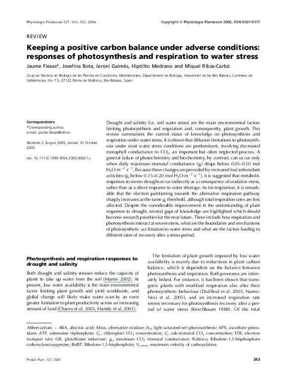 (PDF) Keeping a positive carbon balance under adverse conditions ...